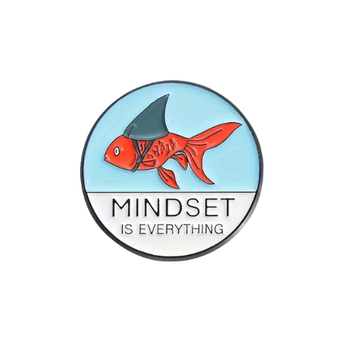 Goldfish Shark Mindset Is Everything Enamel Pin | Funky Pins