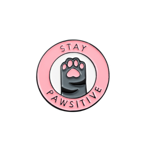 Stay Pawsitive Pink Pin – Funky Pins